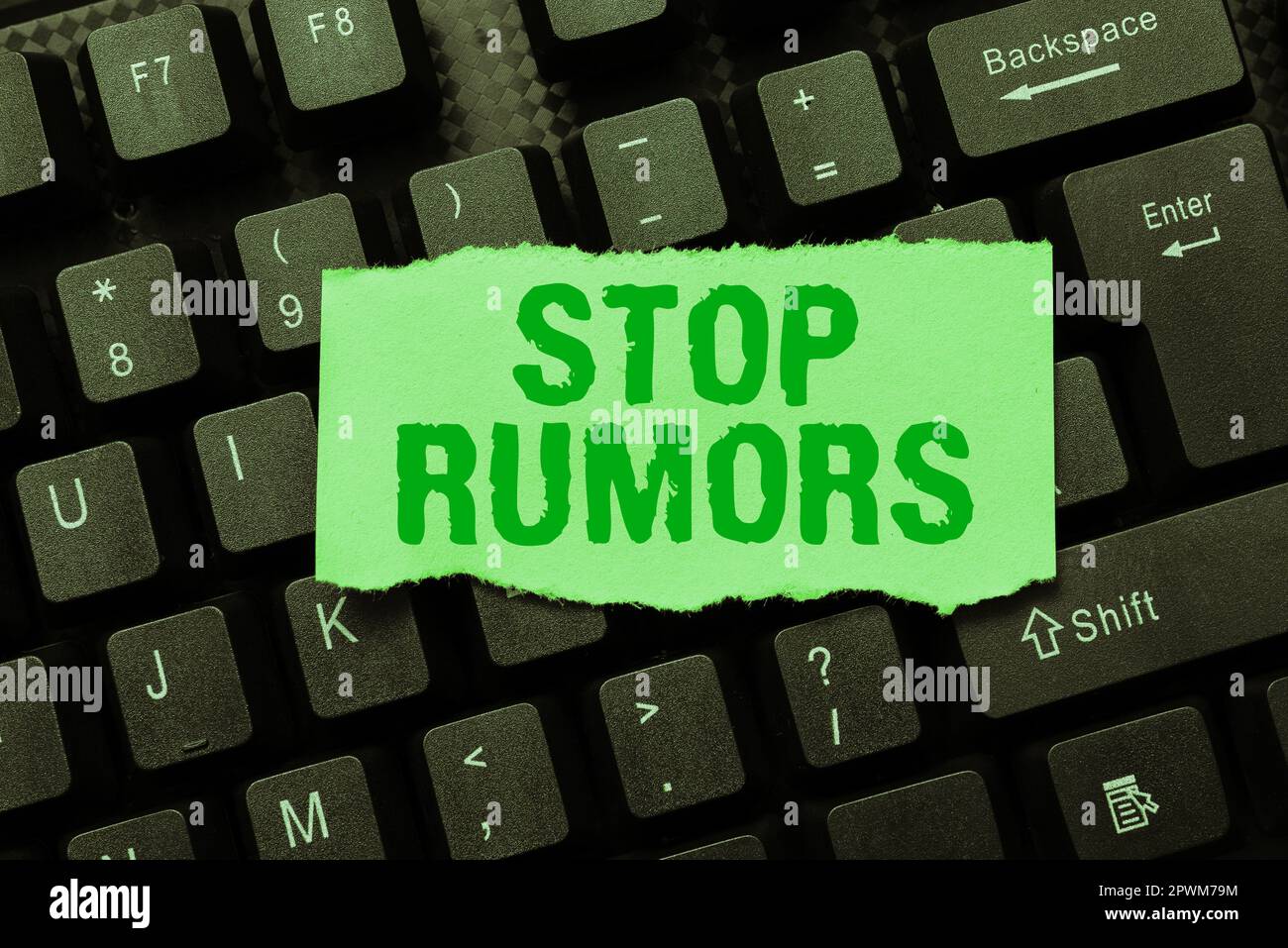 Writing displaying text Stop Rumors, Business overview put an end ...