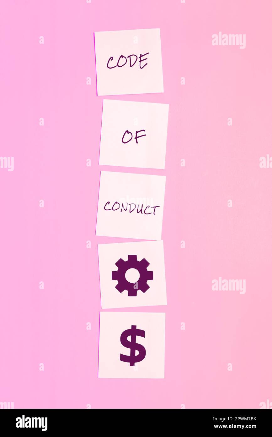 Handwriting text Code Of Conduct, Word Written on Ethics rules moral ...