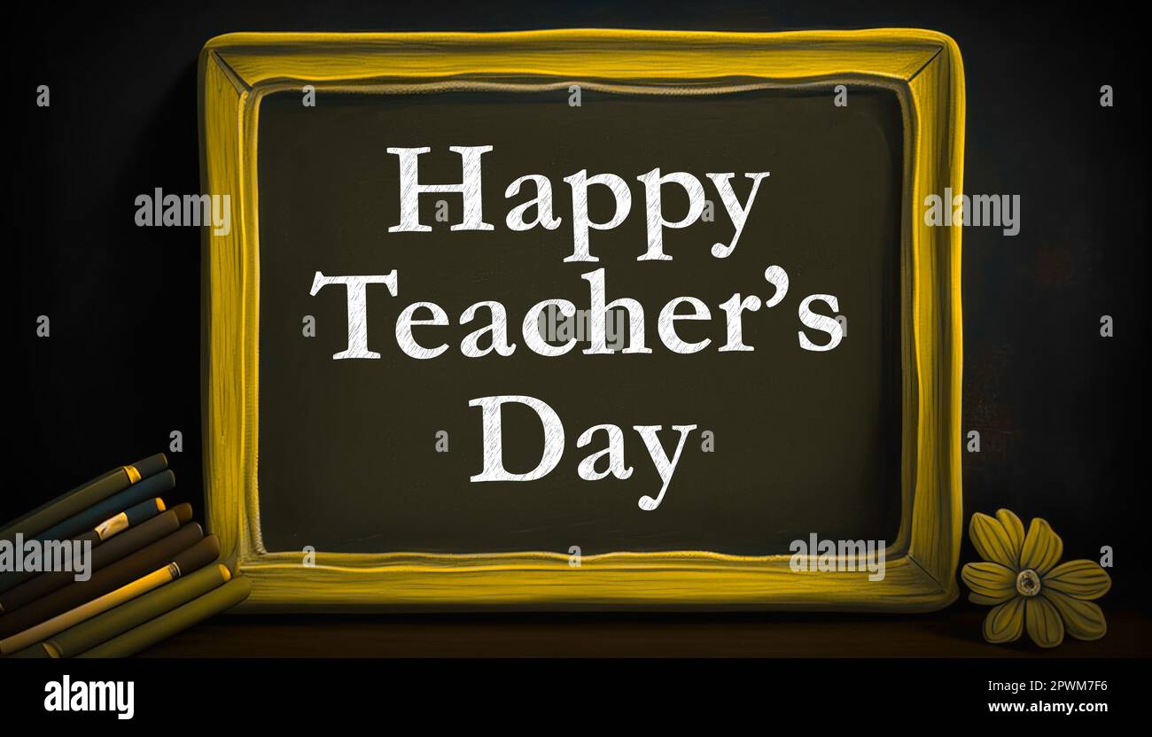 A green chalkboard with the words happy teachers day written in white ...