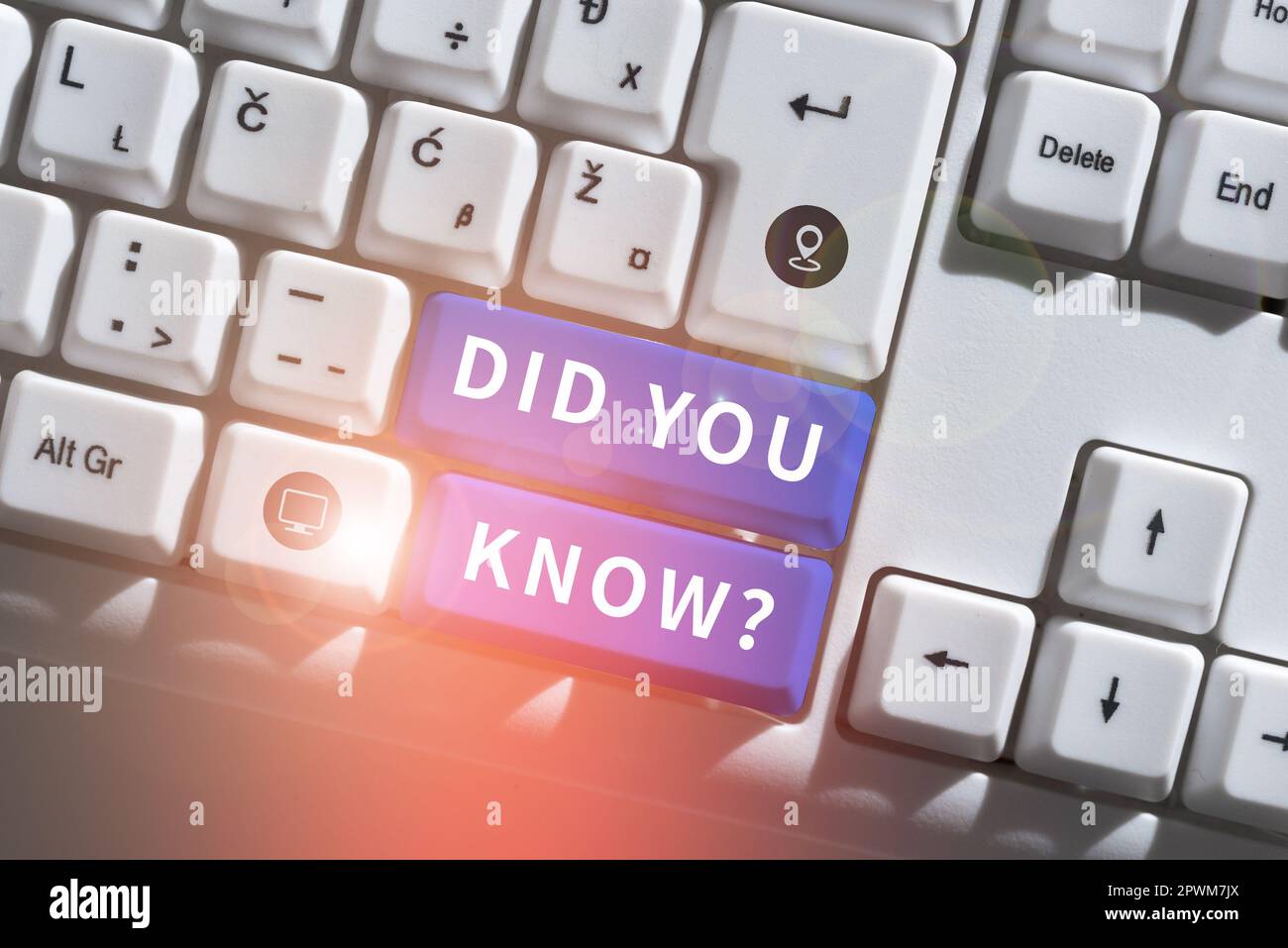 Writing displaying text Did You Know, Business overview Fun Facts and ...