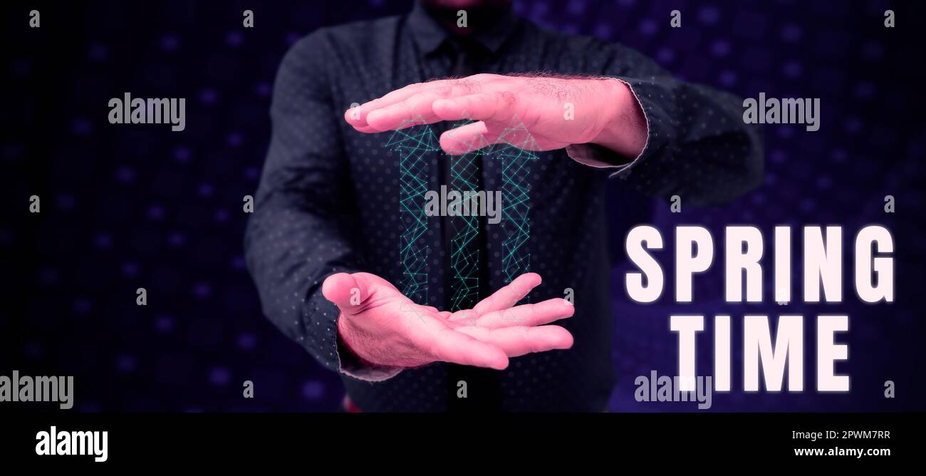 Writing displaying text Spring Time, Word for temperate season of the ...