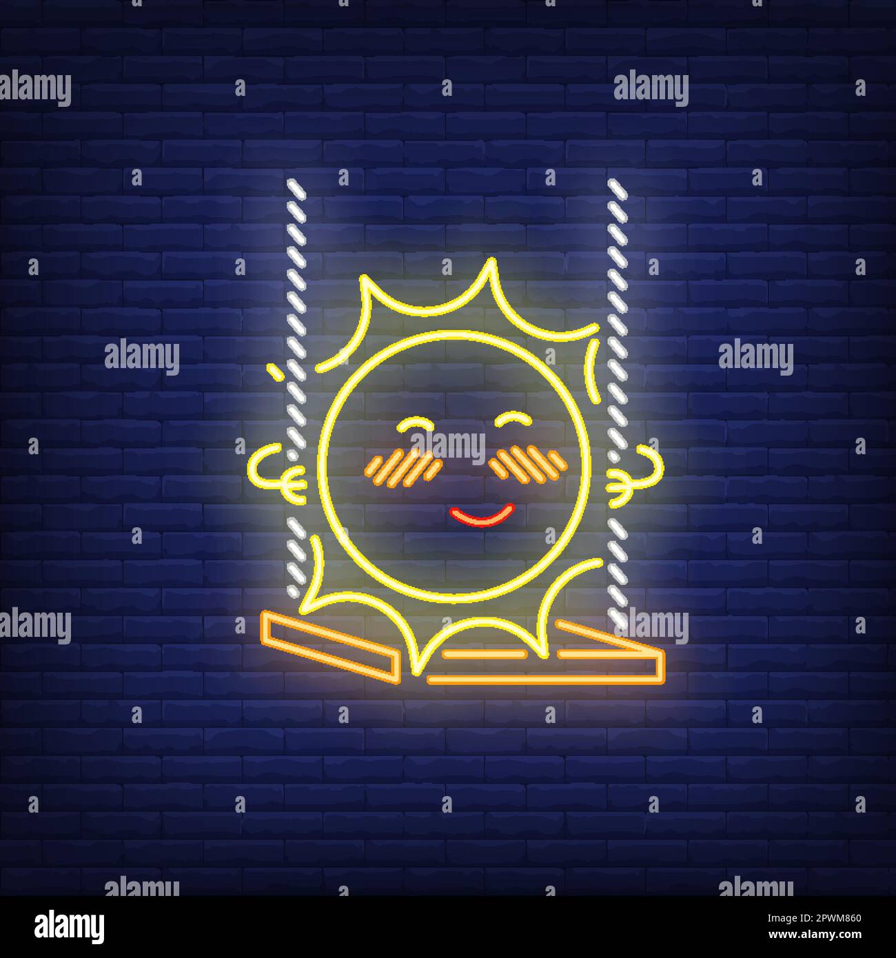 Cartoon sun swinging neon sign Stock Vector Image & Art - Alamy