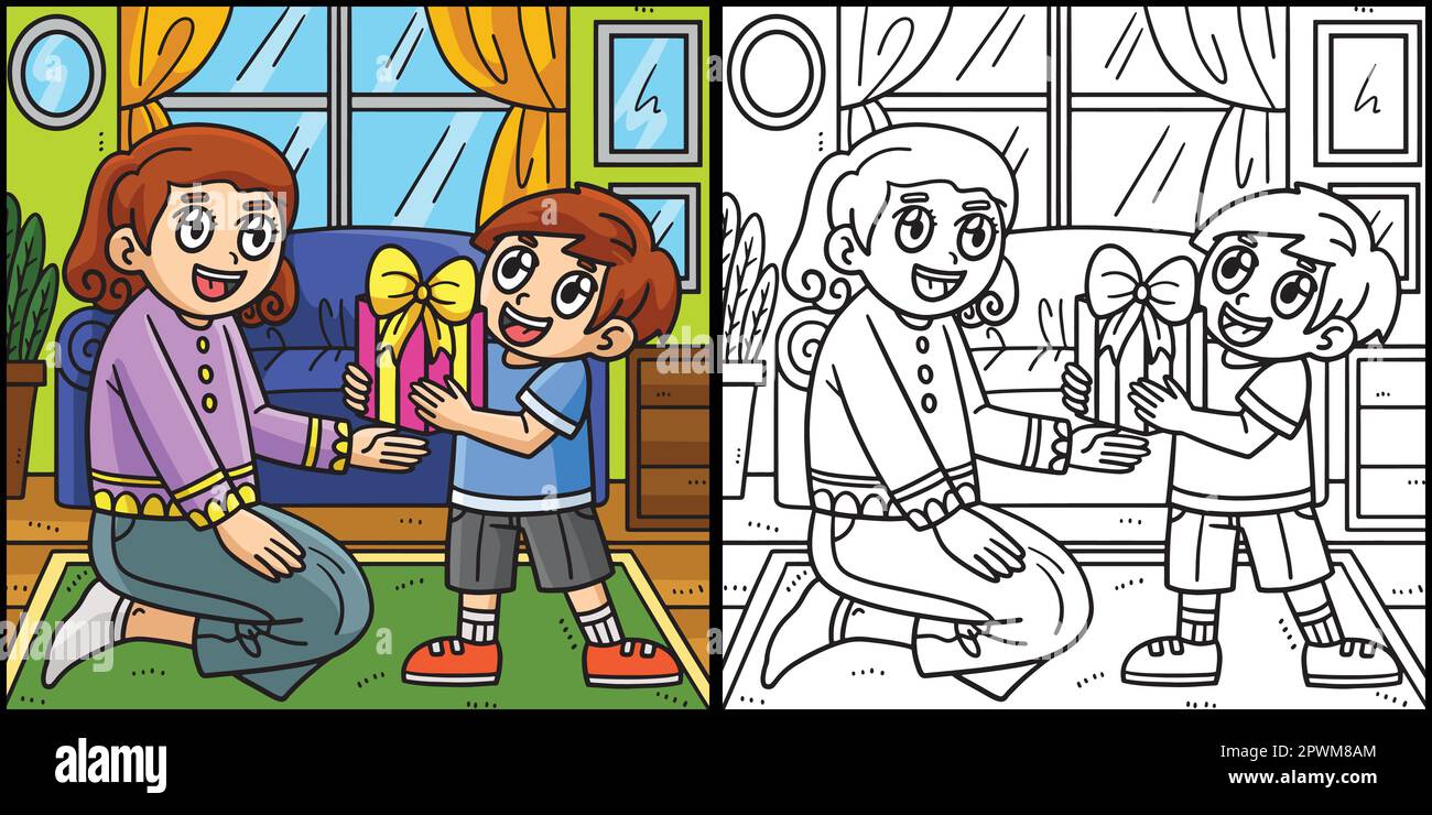 Child giving book to child Stock Vector Images - Alamy