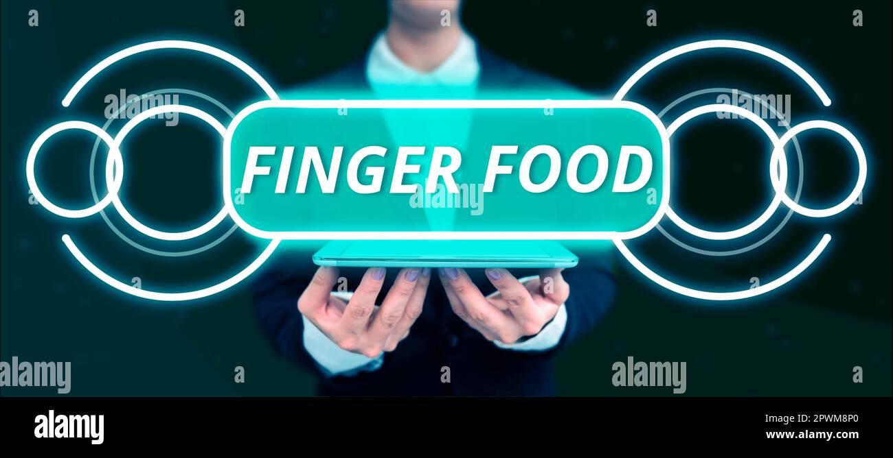 Inspiration showing sign Finger Food, Business approach products and ...