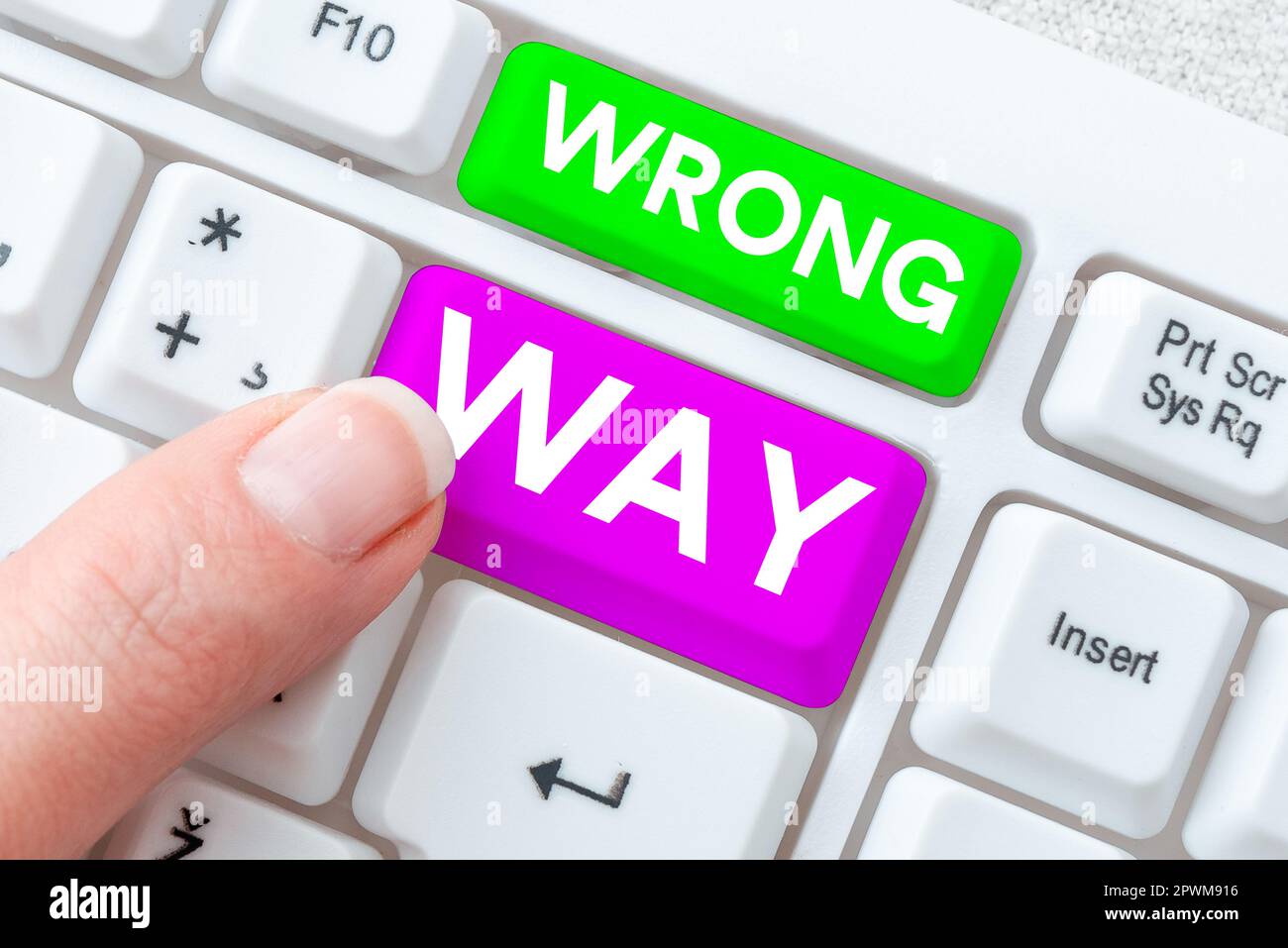 Writing displaying text Wrong Way, Word for taking an unsuitable or ...