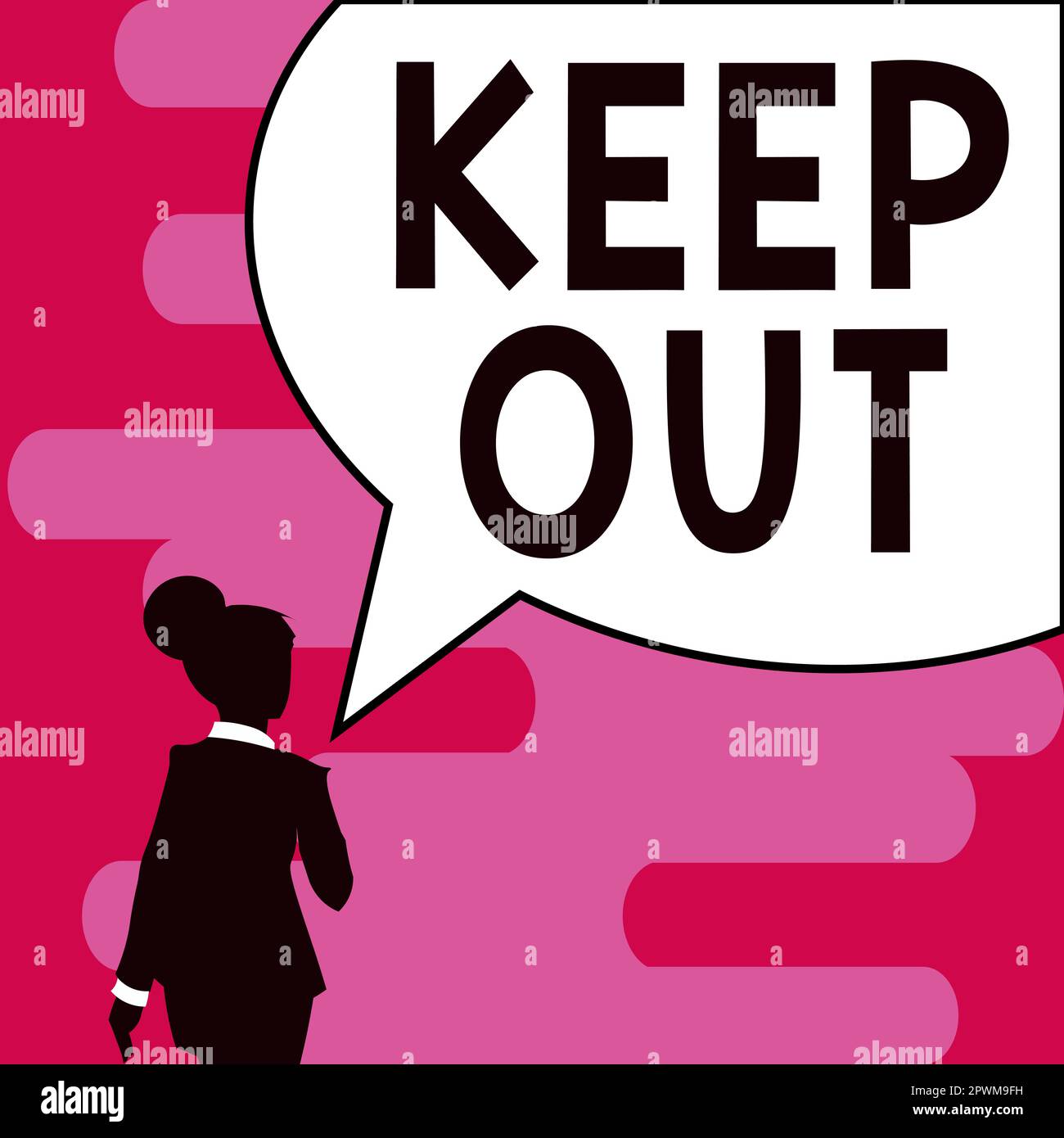 Hand writing sign Keep Out, Conceptual photo to stop someone or ...