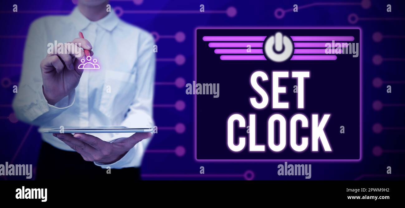 Text showing inspiration Set Clock, Internet Concept put it to the ...