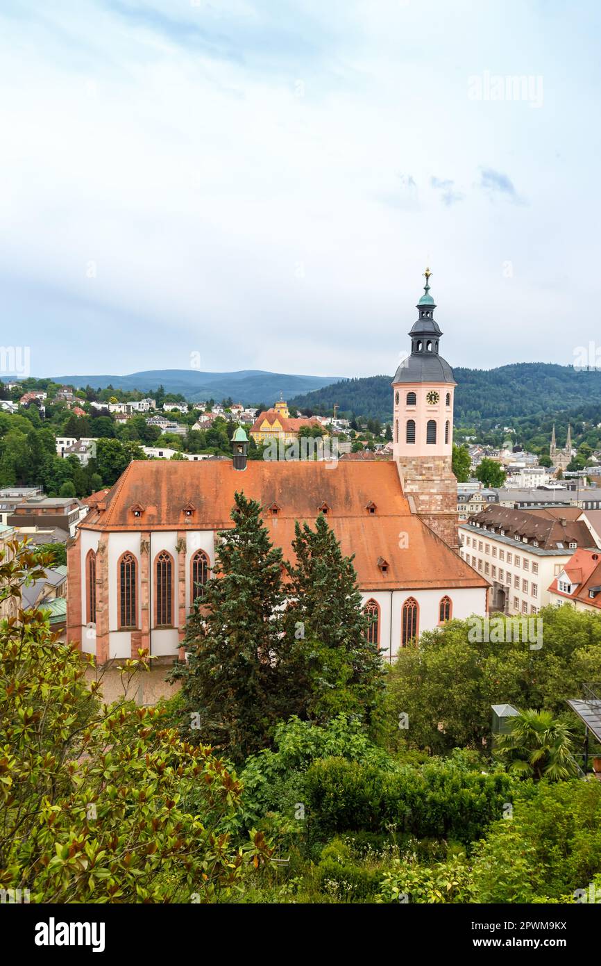 Overview of Baden-Baden town city in the Black Forest with church ...