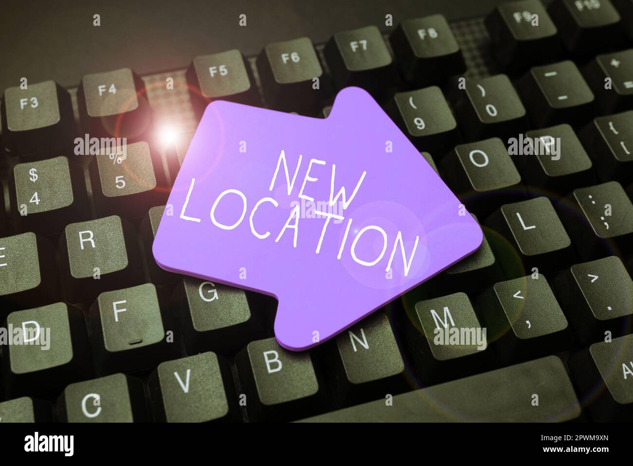 Text caption presenting New Location, Concept meaning Get located on a ...