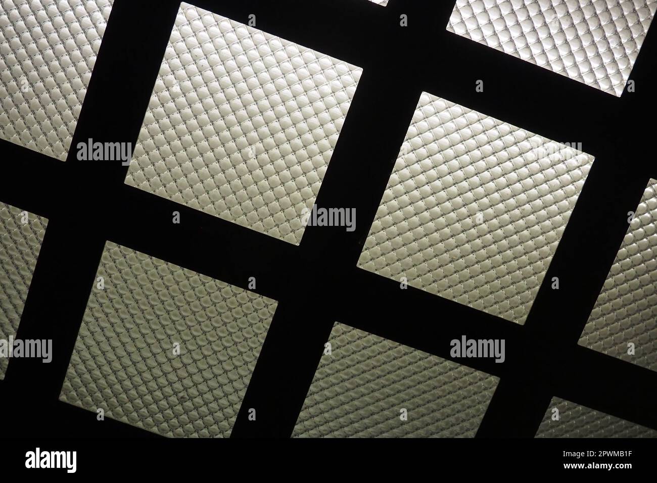 Electric LED light in the elevator. The ceiling of the elevator car ...