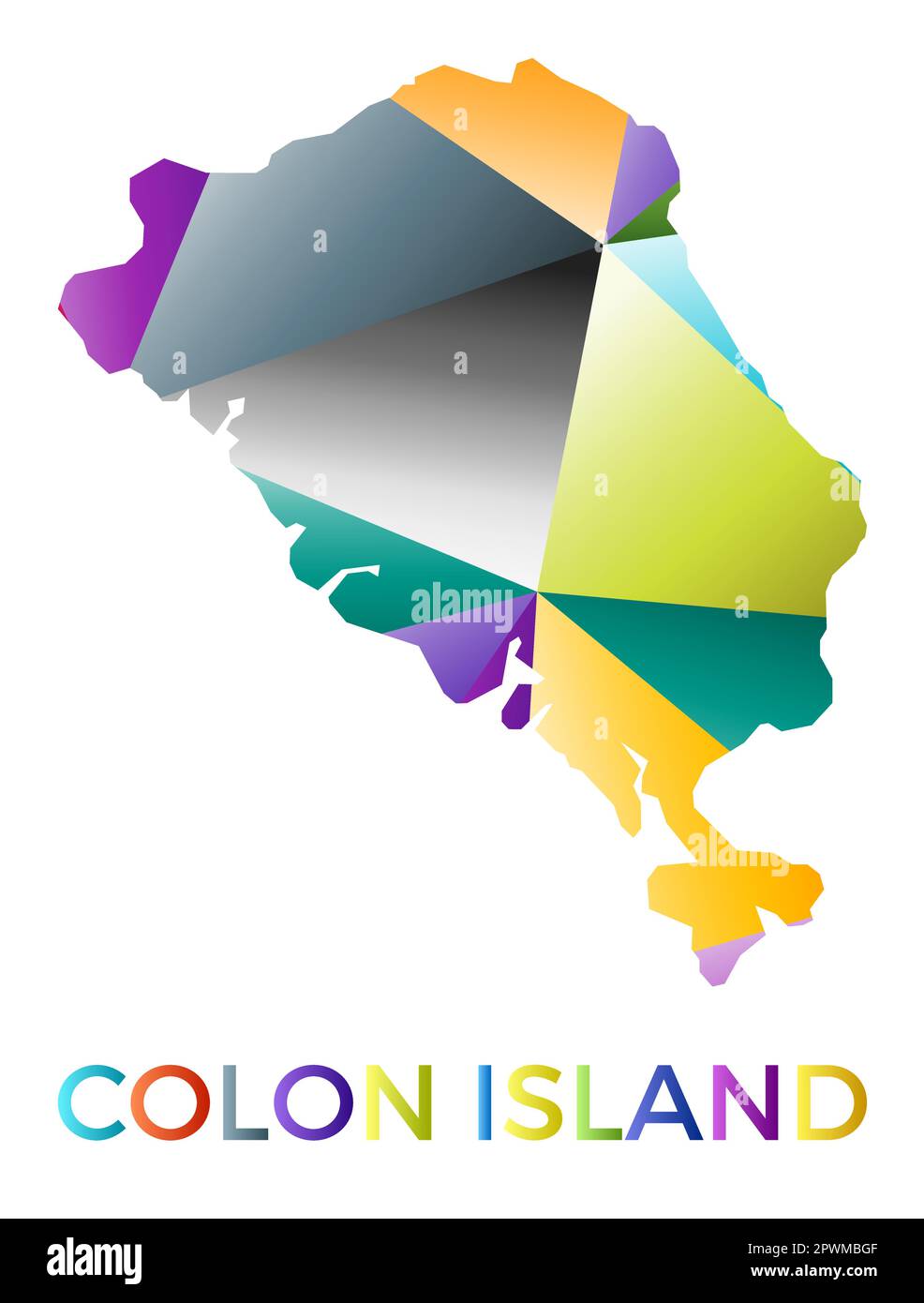 Bright colored Colon Island shape. Multicolor geometric style island ...