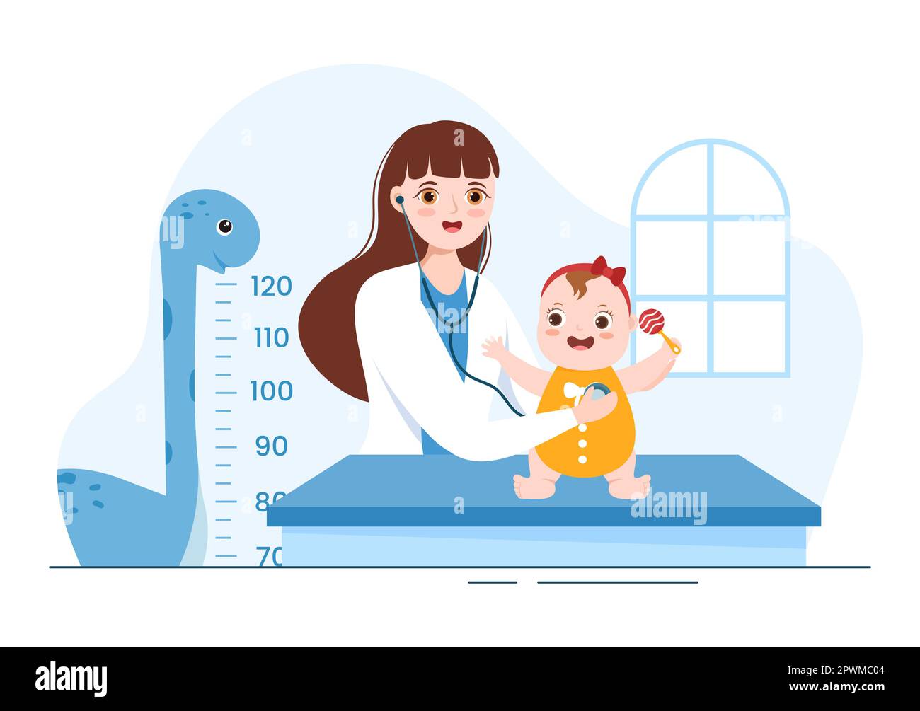 Pediatrician Examines Sick Kids and Baby for Medical Development ...