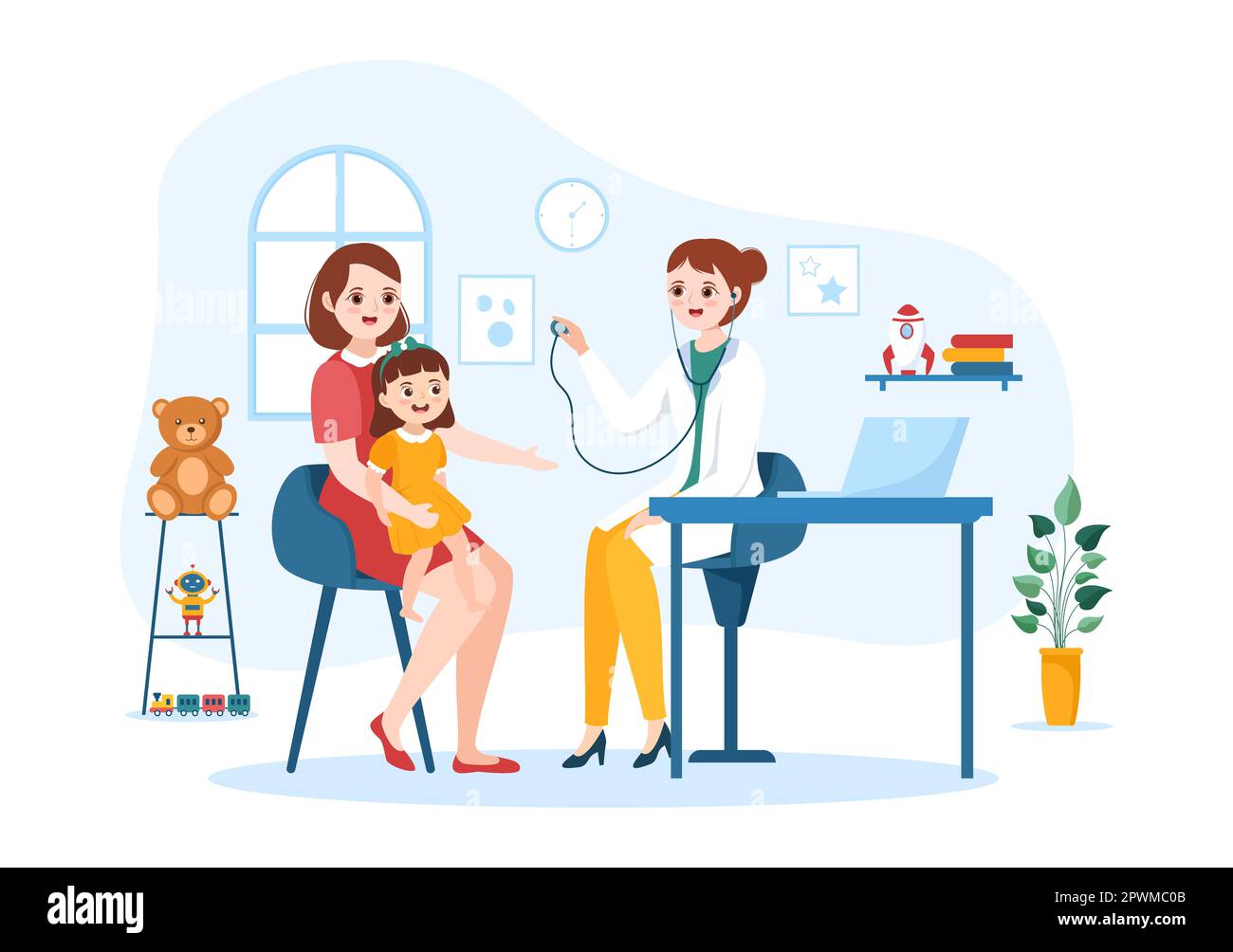 Pediatrician Examines Sick Kids and Baby for Medical Development ...