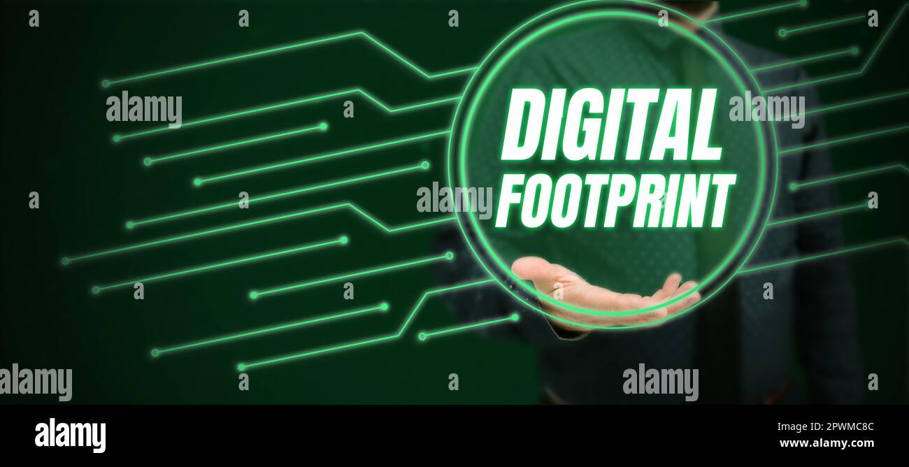 Hand writing sign Digital Footprint, Business concept uses digital ...