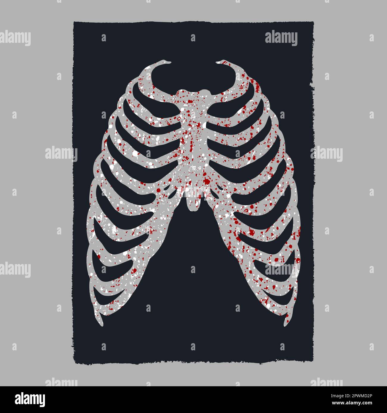 Bloody skull and bone poster design with gritty texture. Editable ...