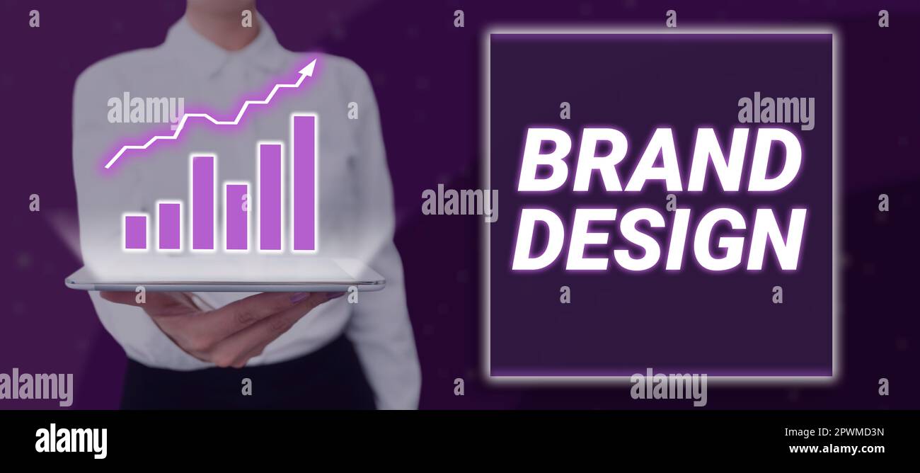 Text caption presenting Brand Design, Business showcase visual elements ...