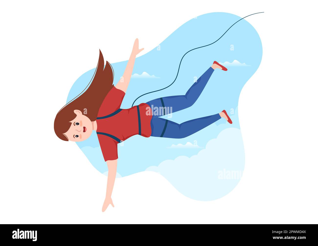 Bungee Jumping Illustration with a Person Wearing an Elastic Rope ...