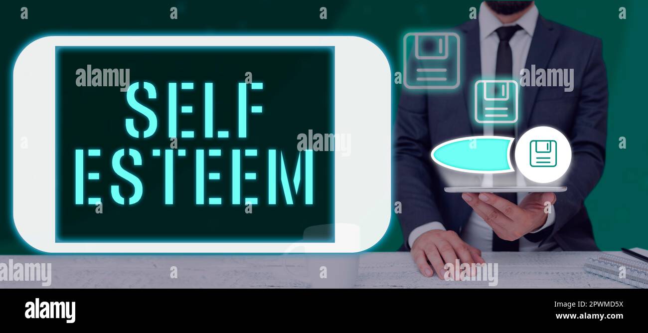 Hand writing sign Self Esteem, Internet Concept a feeling of having ...
