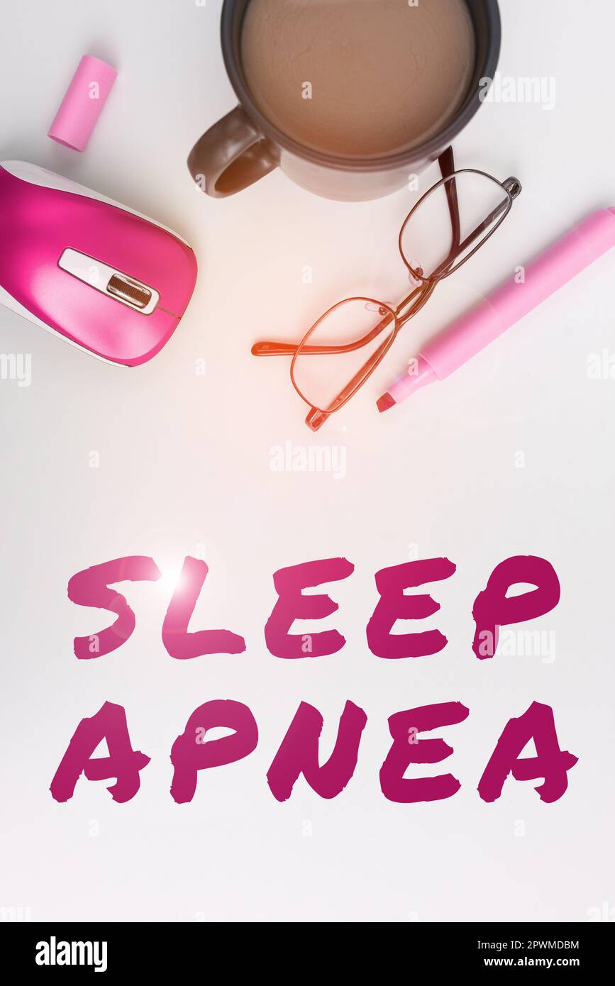 Handwriting text Sleep Apnea, Word for The temporary stoppage of ...