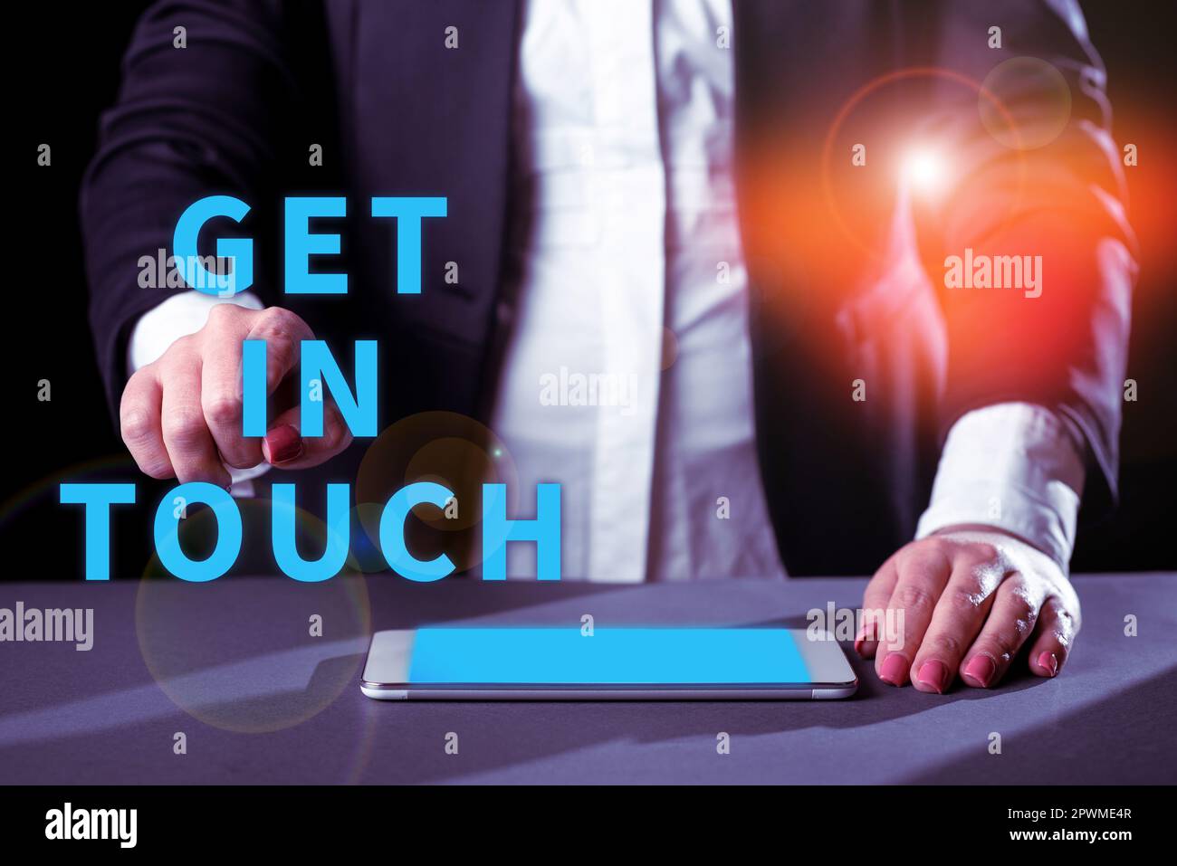 Text sign showing Get In Touch, Business approach Stay in contact ...