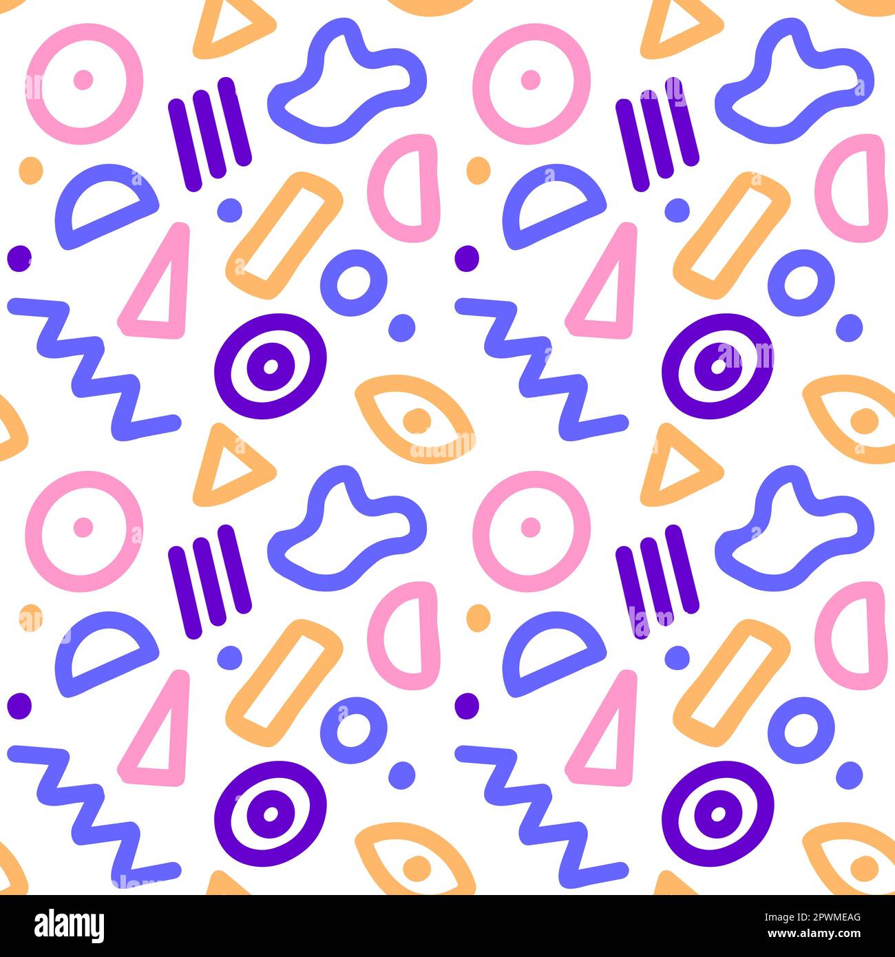 Colorful line doodle seamless pattern. Creative abstract art background ...