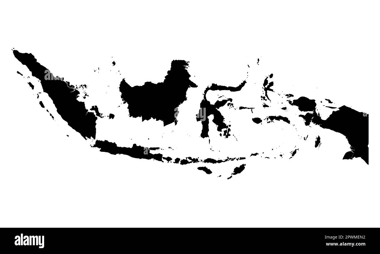 Indonesia map silhouette isolated on white background Stock Vector ...