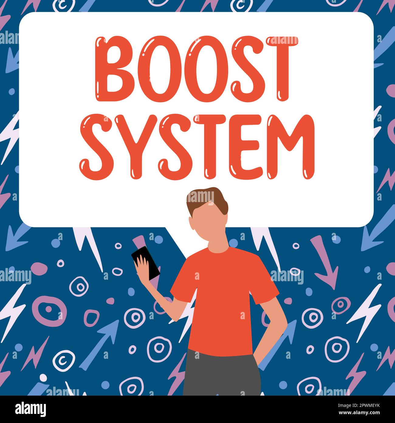 Text caption presenting Boost System, Word for Rejuvenate Upgrade ...