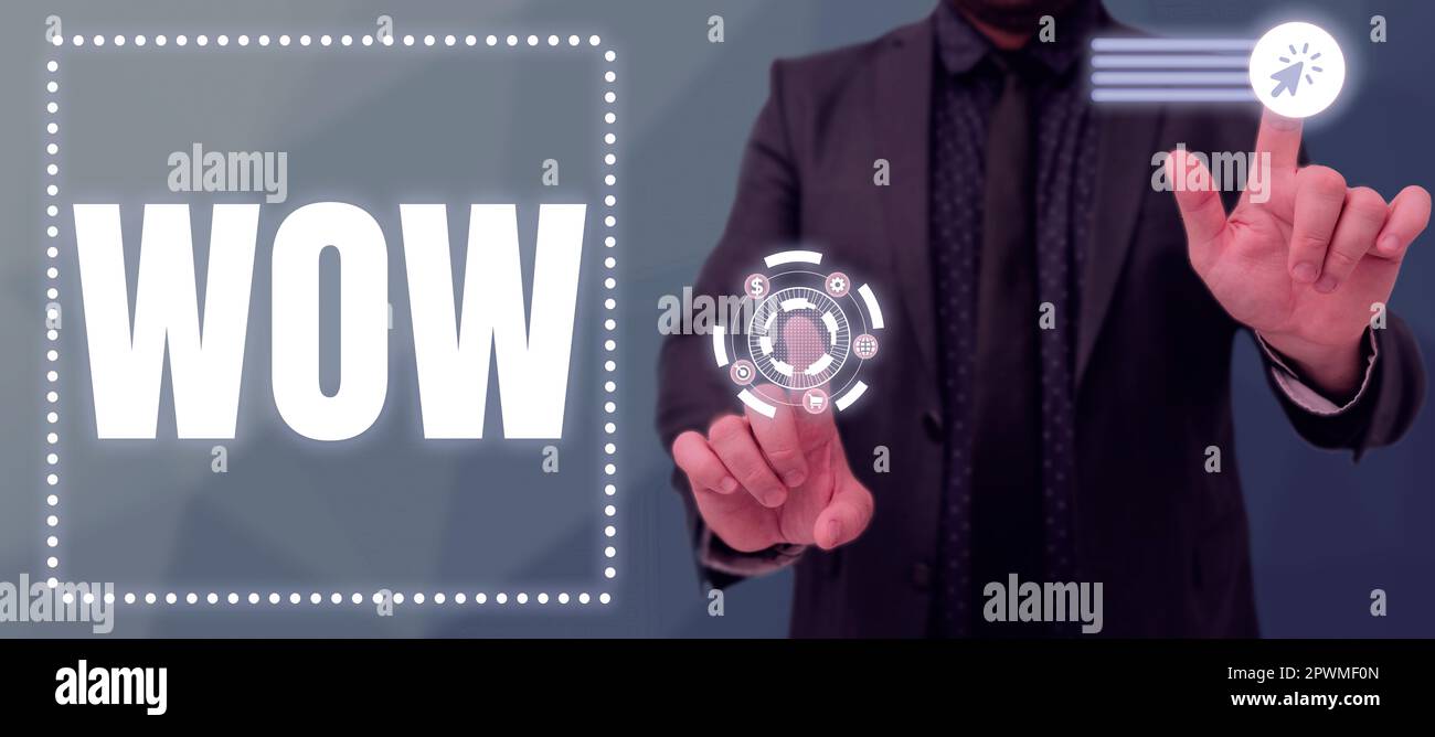 Text caption presenting Wow, Word Written on Expressing astonishment ...