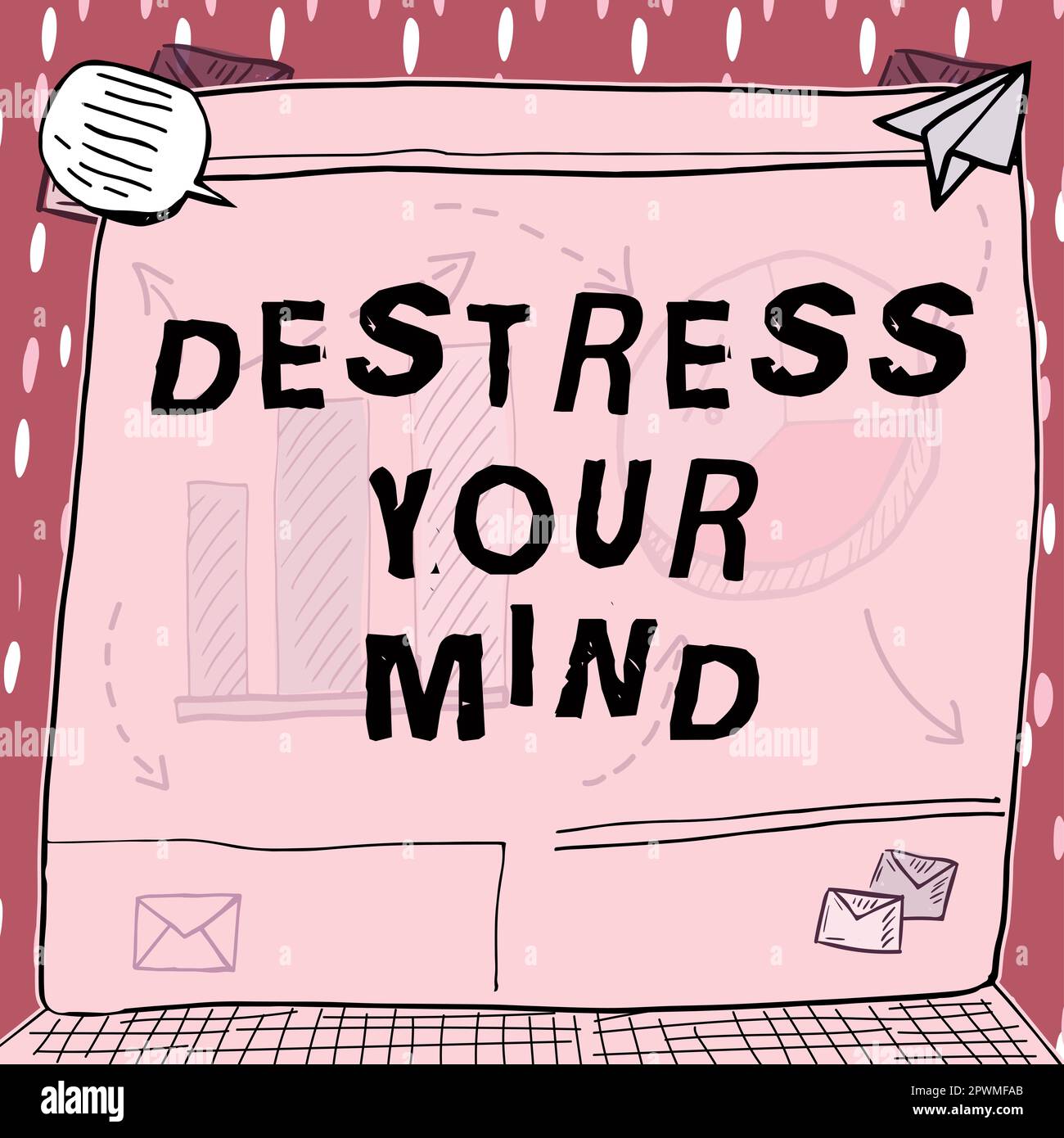 Text caption presenting Destress Your Mind, Word for to release mental ...