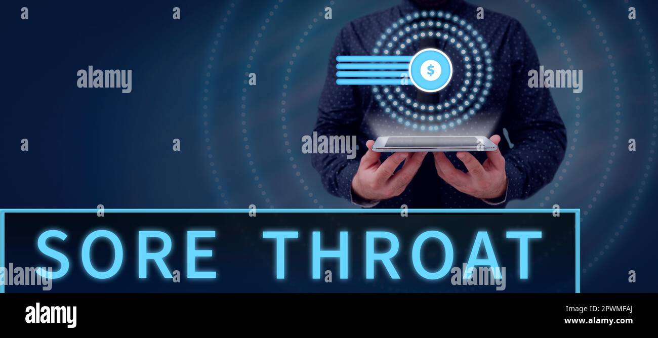 Hand writing sign Sore Throat, Word Written on Inflammation ot the ...