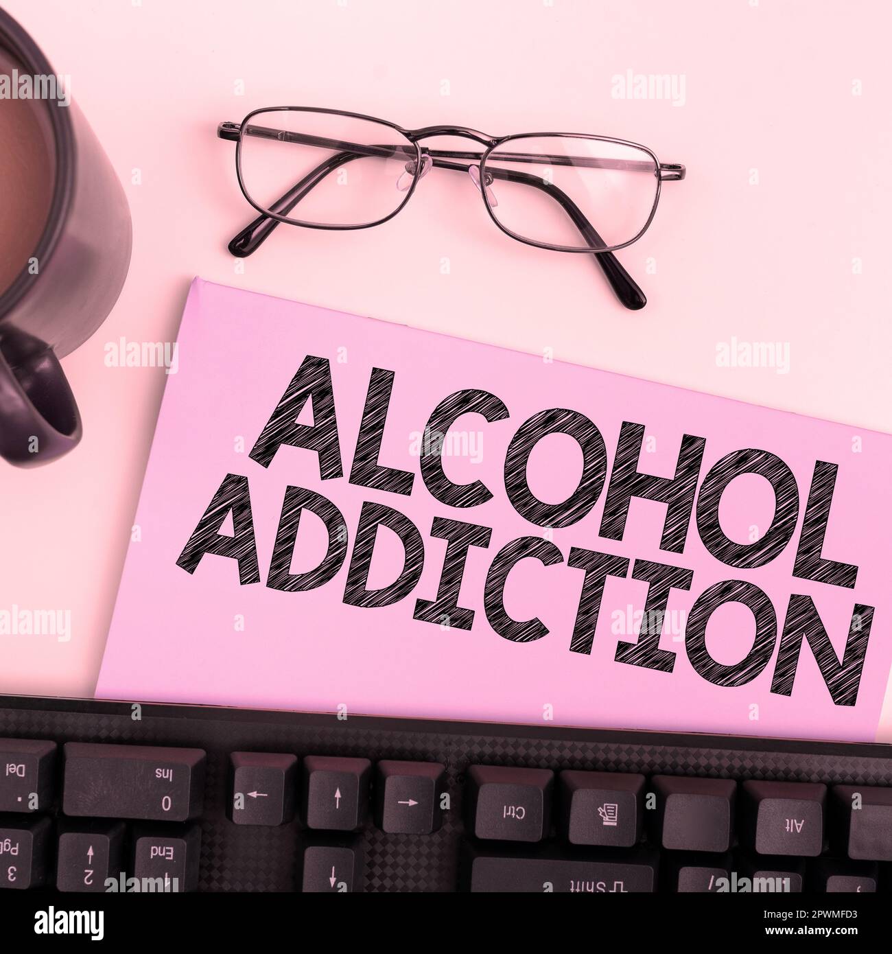 Sign displaying Alcohol Addiction, Business idea characterized by ...