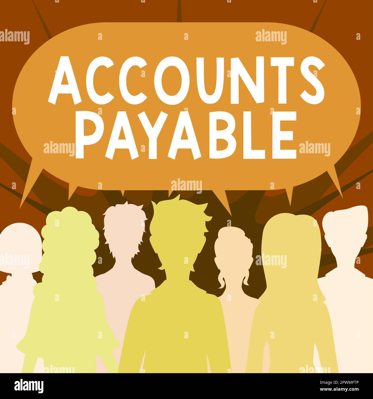 Sign displaying Accounts Payable, Word Written on money owed by a ...