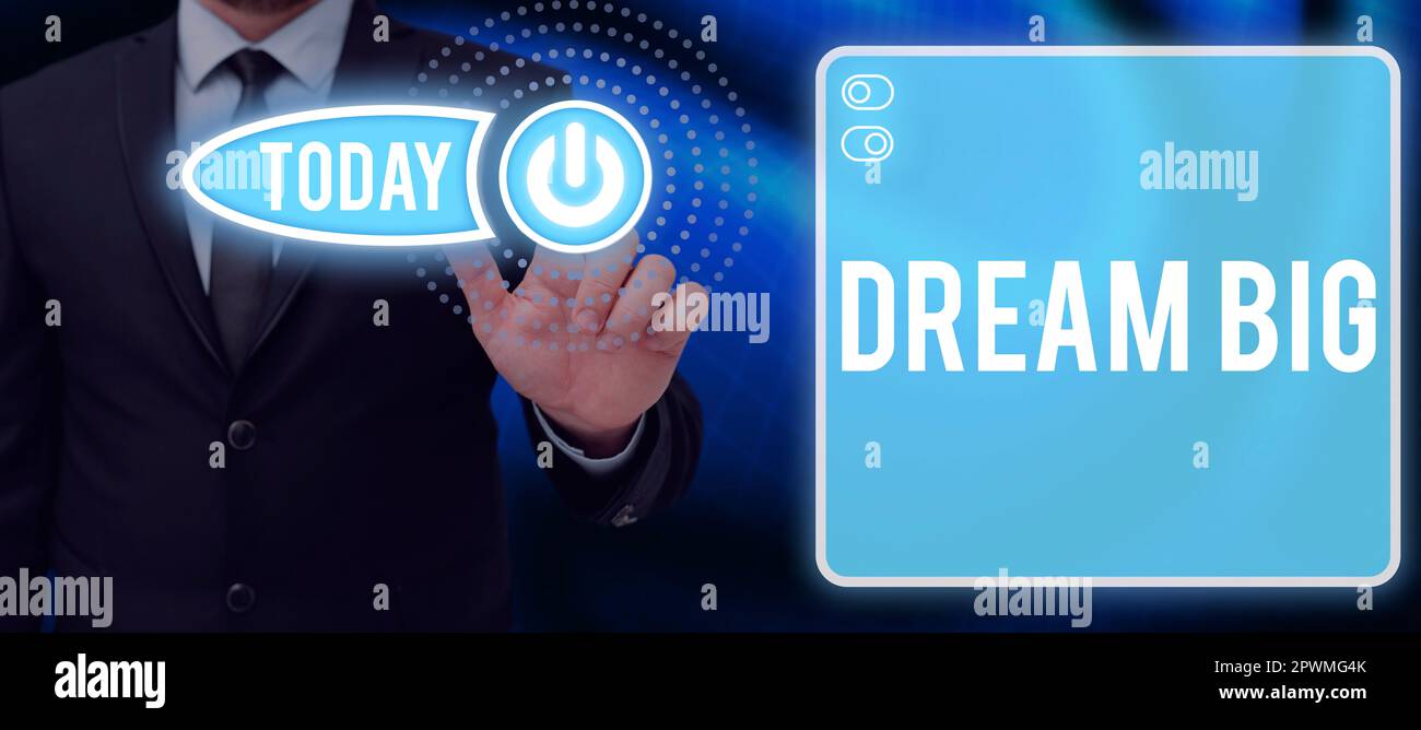 Sign displaying Dream Big, Conceptual photo To think of something high ...
