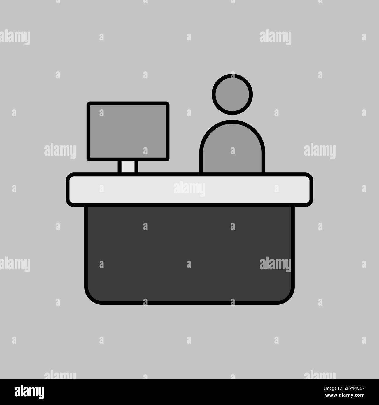 Hotel reception service vector isolated grayscale icon. Graph symbol ...