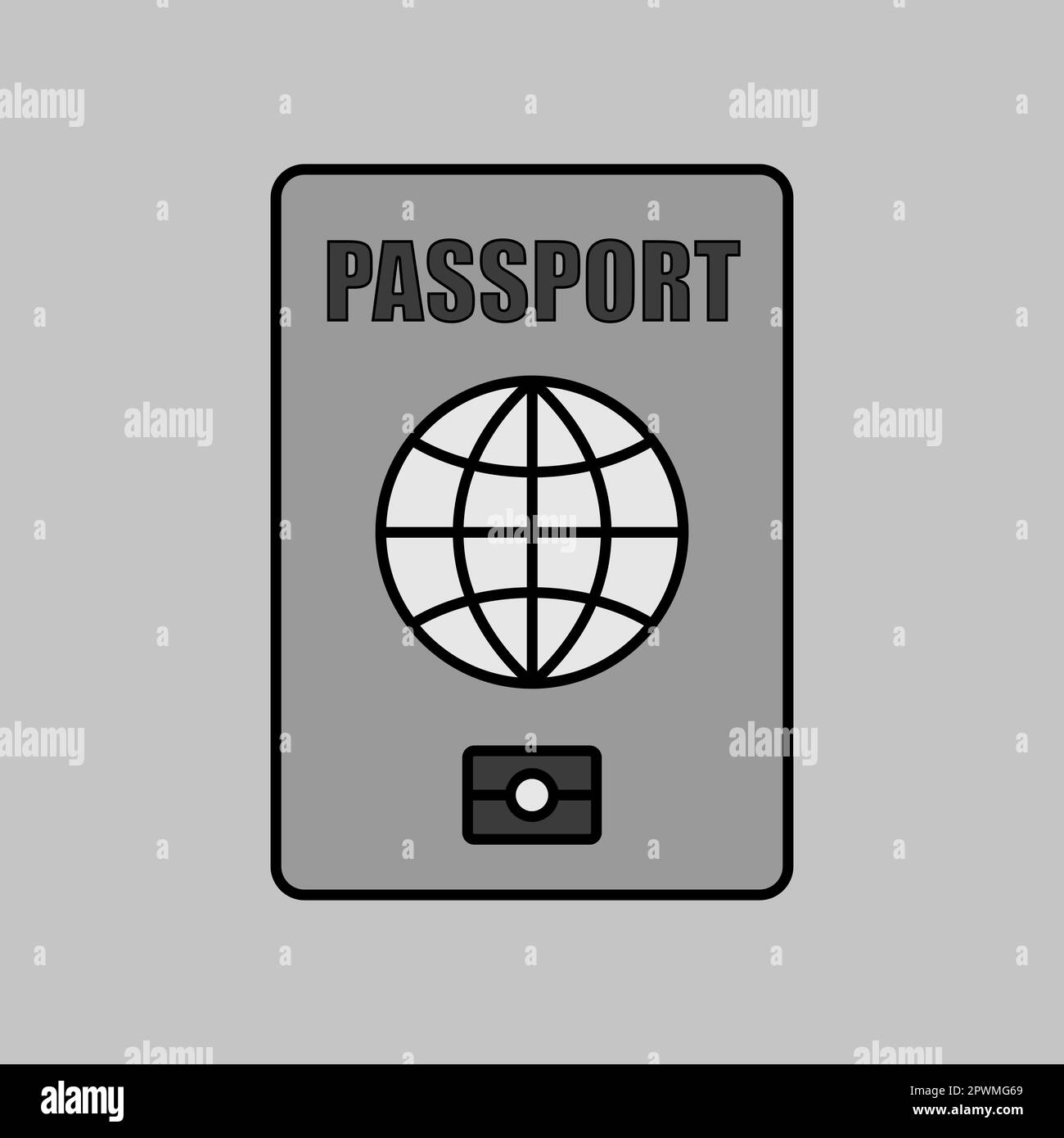 Passport vector isolated grayscale icon, identification symbol. Graph ...