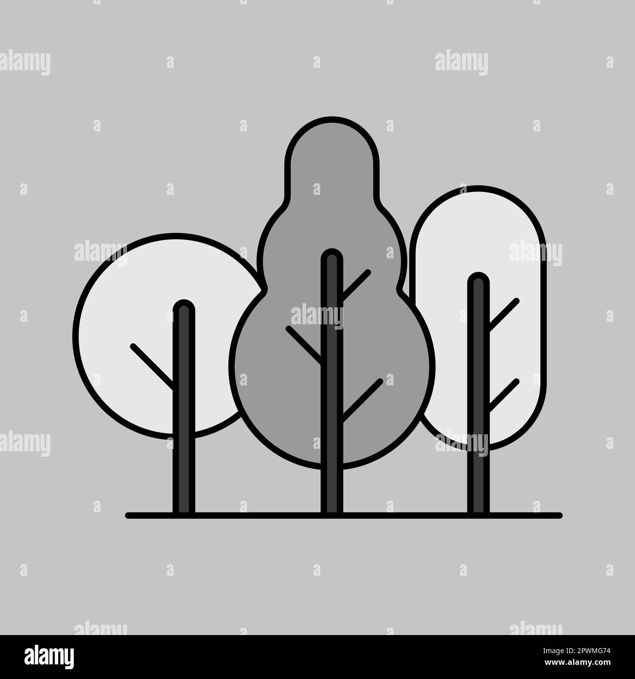 Deciduous forest vector grayscale icon. Nature sign. Graph symbol for ...