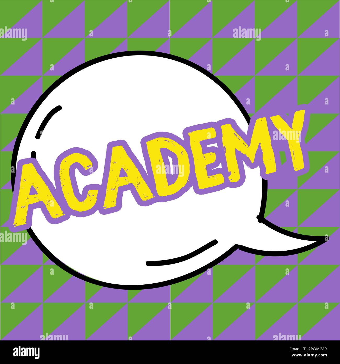 Text caption presenting Academy, Word Written on where students can go ...