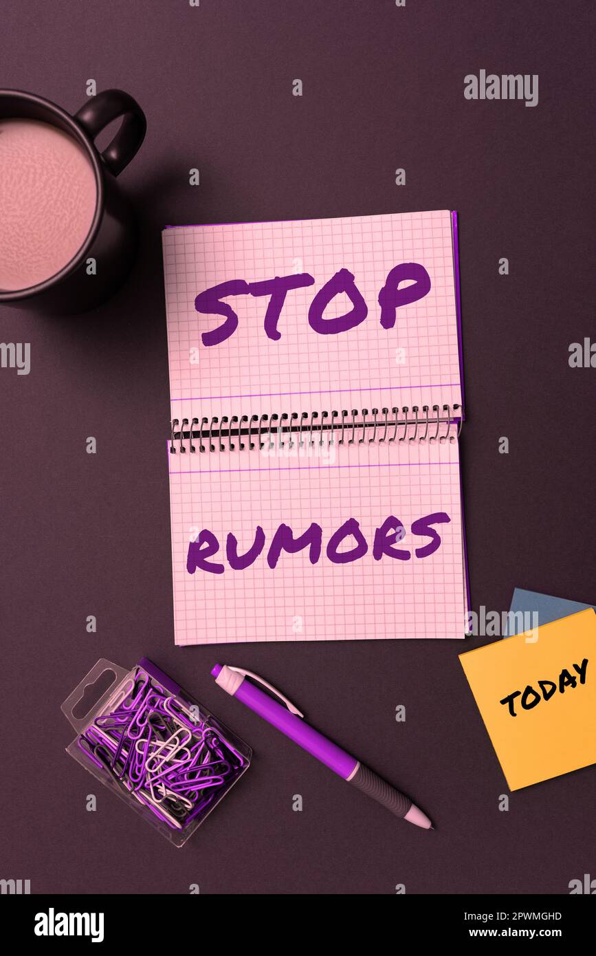 Writing displaying text Stop Rumors, Business idea put an end ...