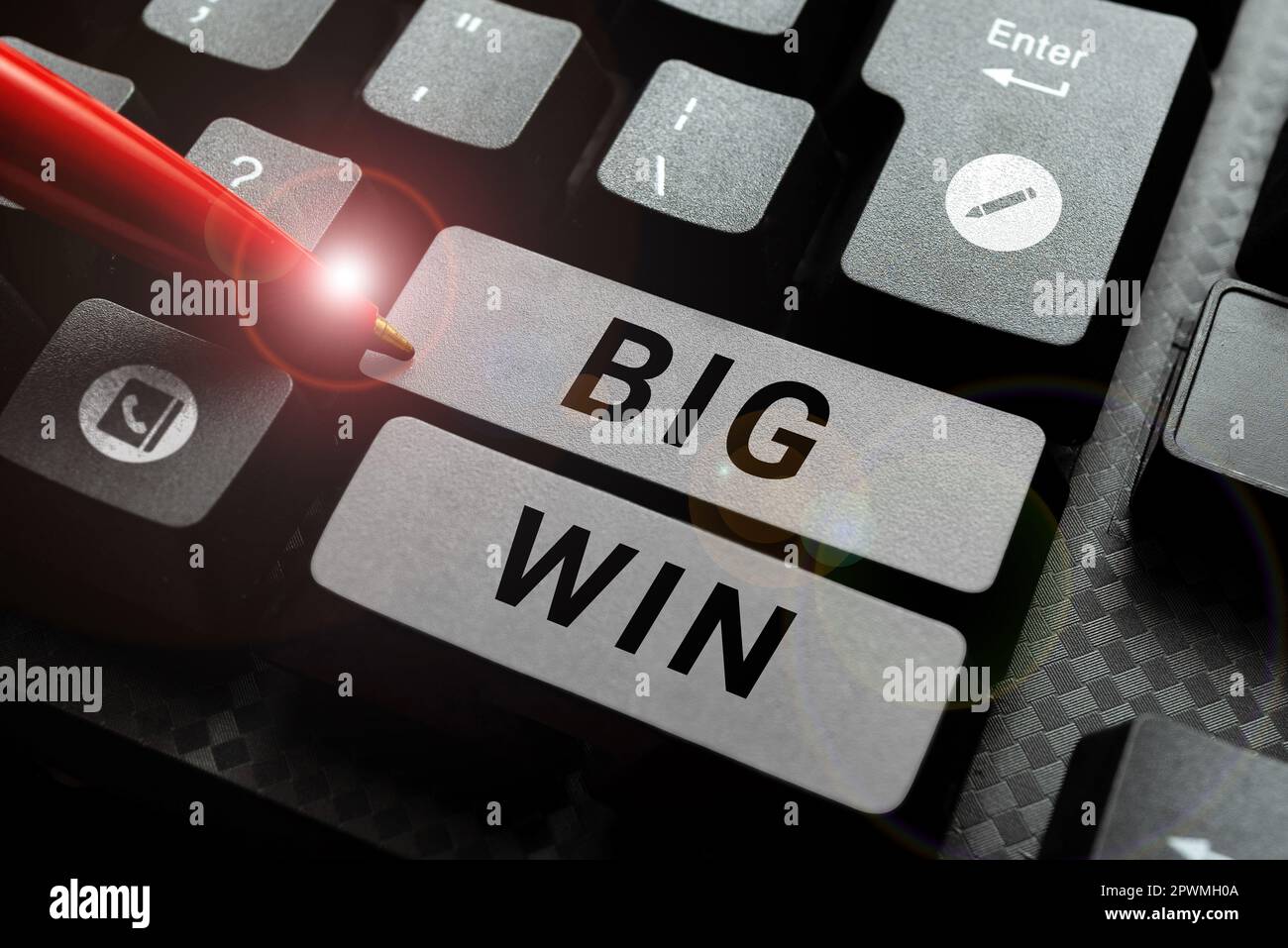 Conceptual display Big Win, Word Written on having won an important ...