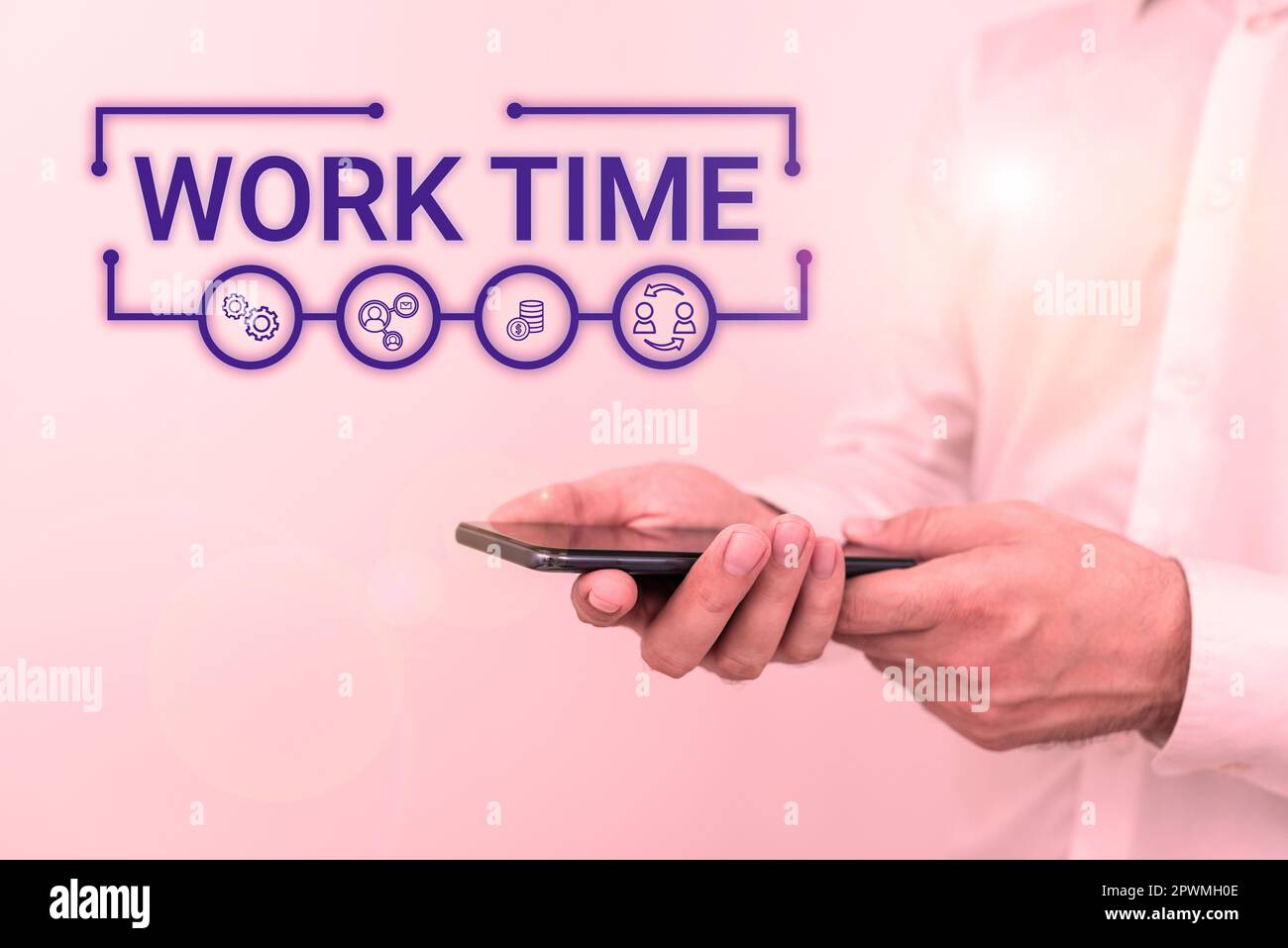 Sign displaying Work Time, Concept meaning period starts when temporary ...