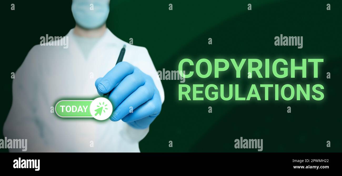 Text caption presenting Copyright Regulations, Word for body of law ...