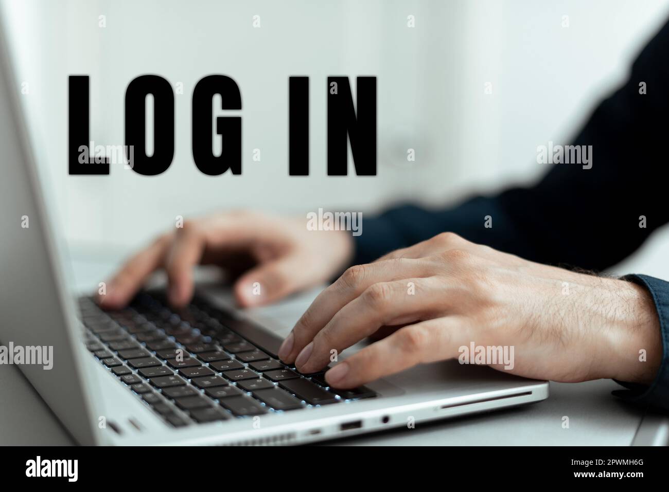 Text Caption Presenting Log In Concept Meaning Go Through The Procedures To Begin Use Of A