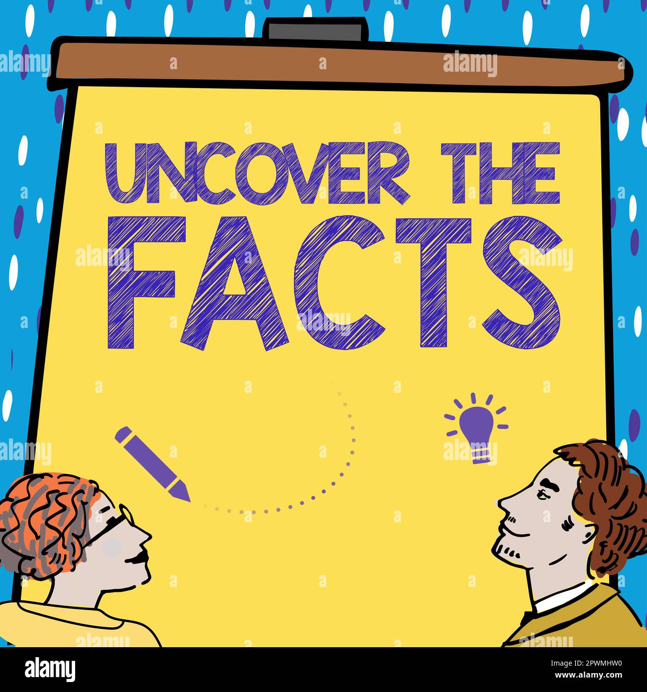 Text caption presenting Uncover The Facts, Business concept Find the ...