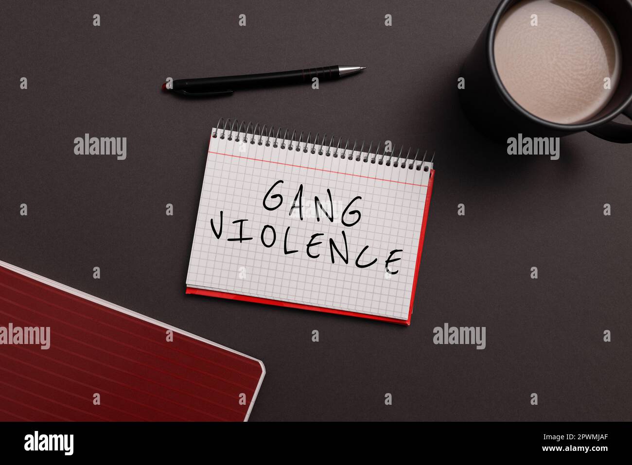 Text sign showing Gang Violence, Conceptual photo infringement of the ...