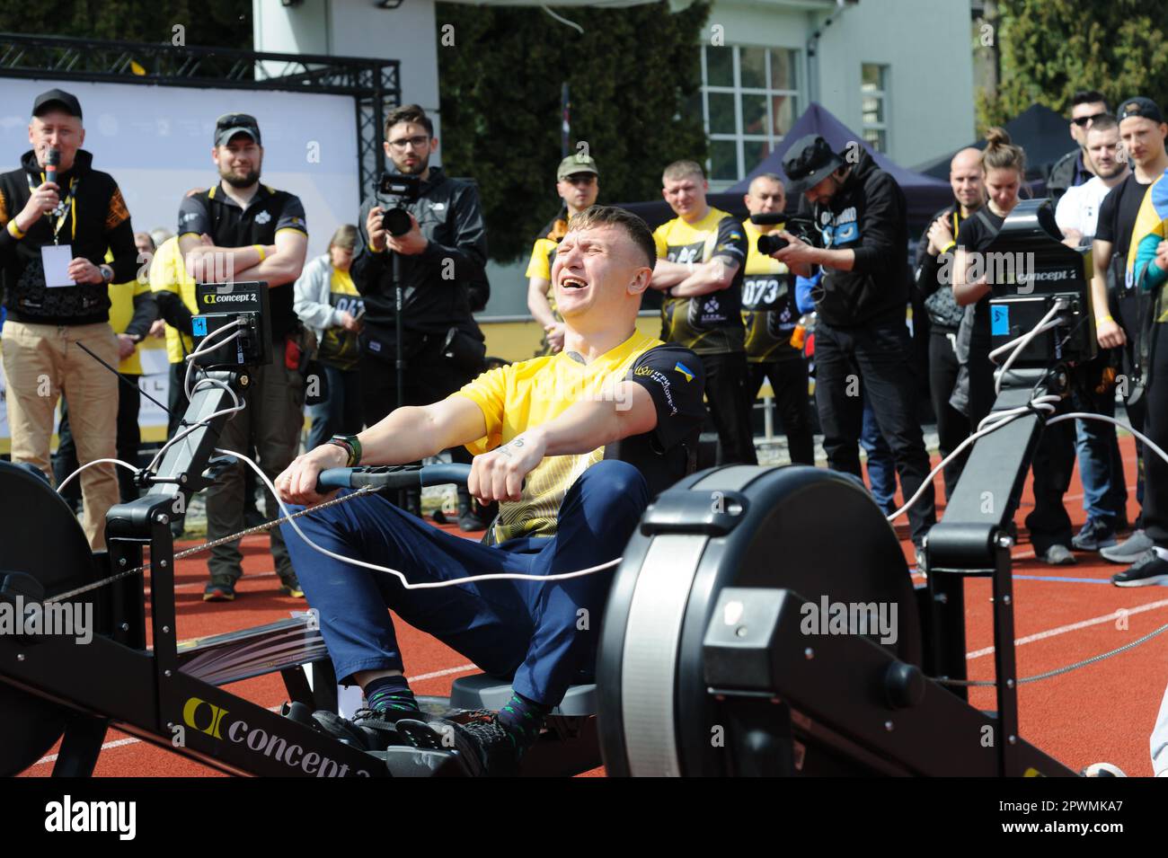 Ukrainian athletes compete at the Outdoor Rowing competition during ...