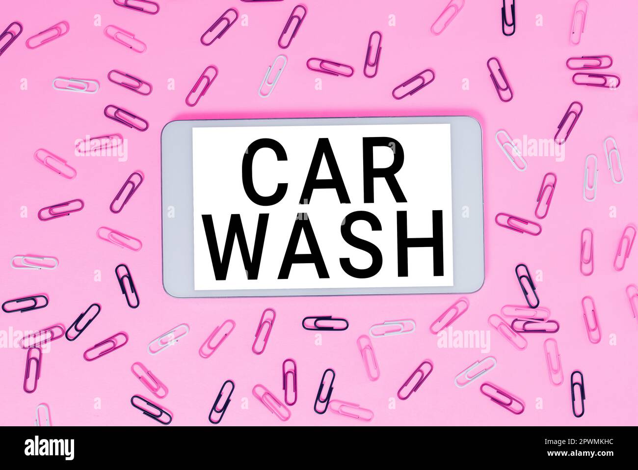 Conceptual display Car Wash, Word Written on a building containing ...