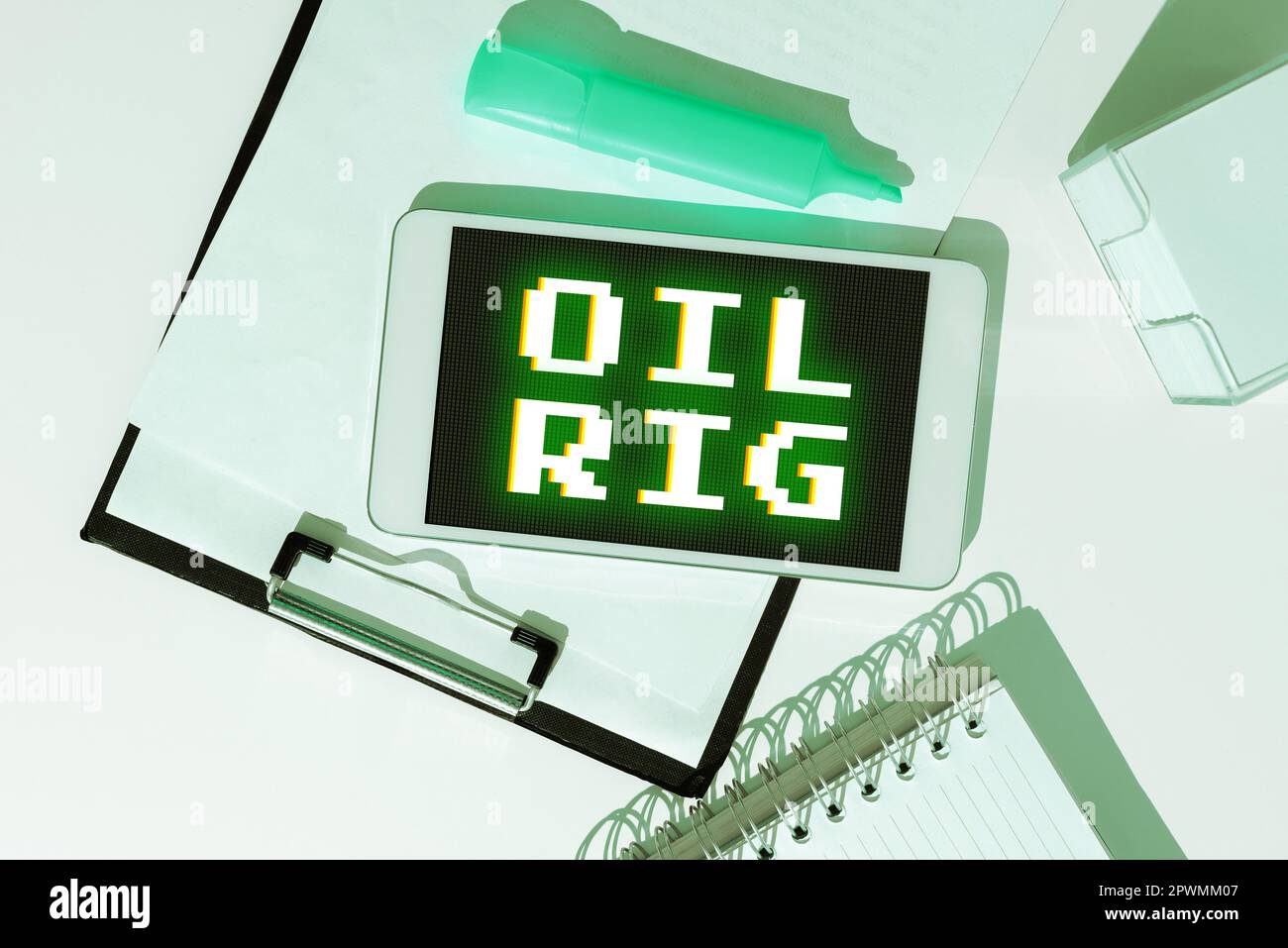 Text showing inspiration Oil Rig, Concept meaning large structure with ...