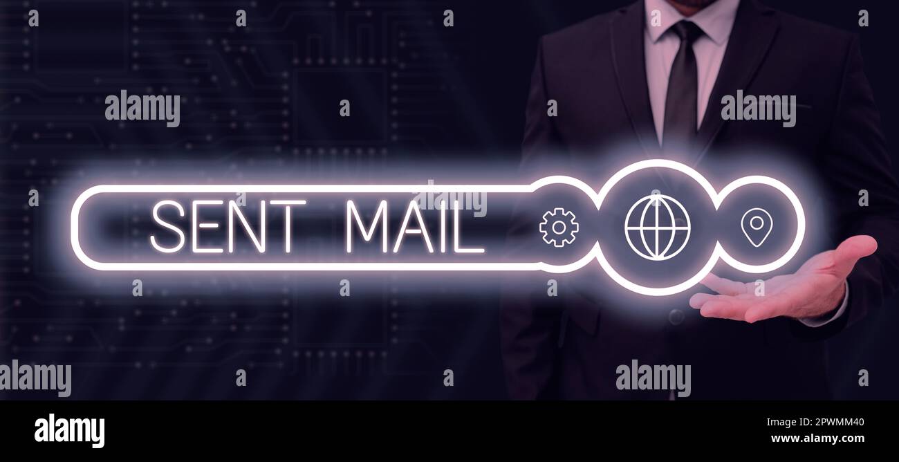 Conceptual display Sent Mail, Internet Concept Event where a letter to ...