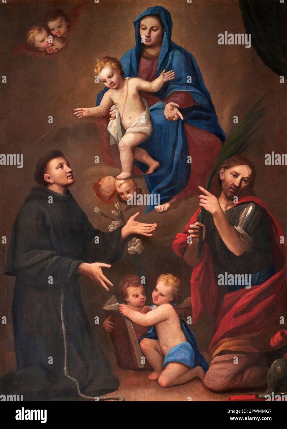 Madonna col Bambino con S. Antonio da Padova e un altro santo - olio su ...