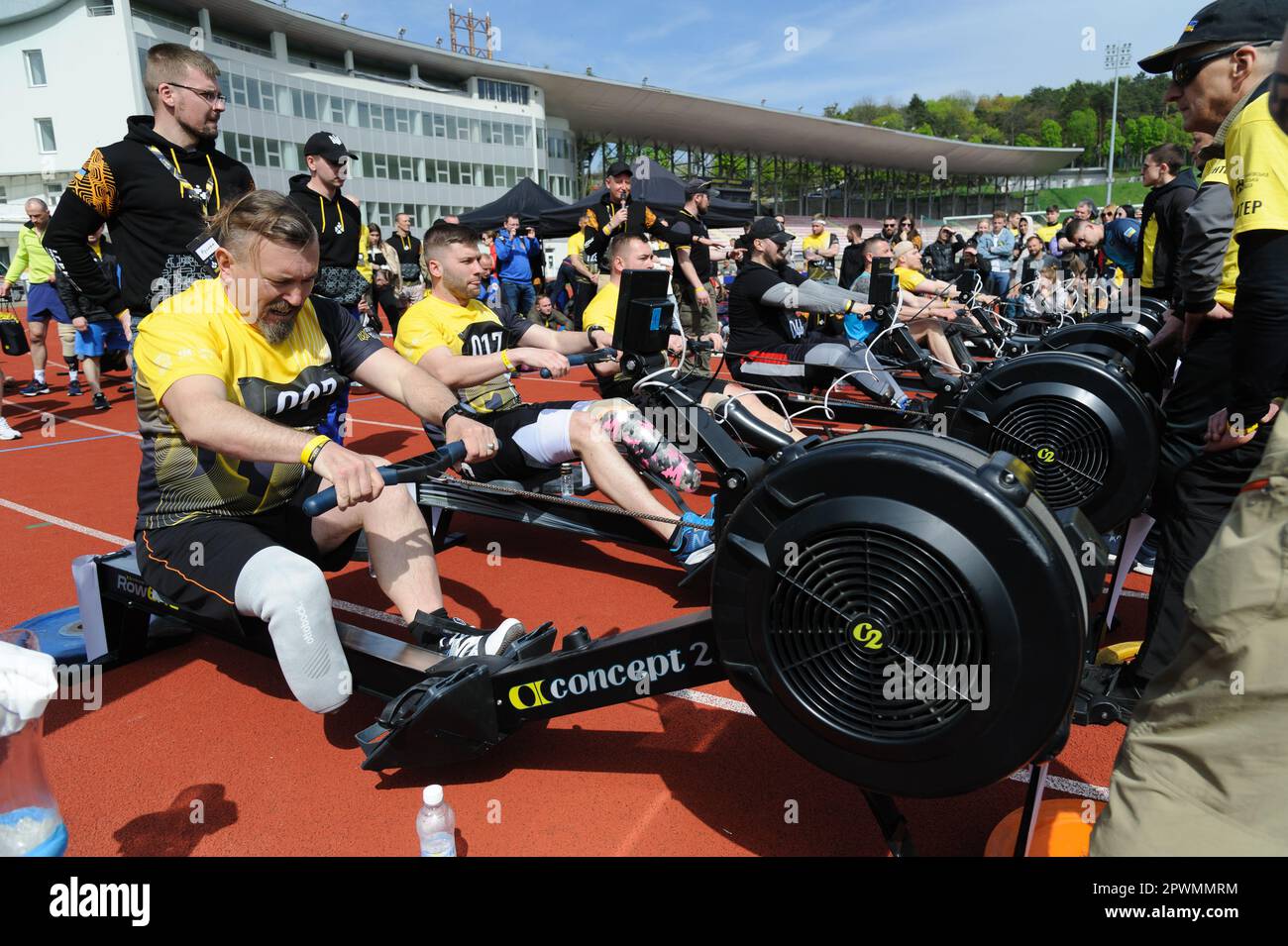 Ukrainian athletes compete at the Outdoor Rowing competition during ...